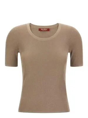 Max Mara Max Mara Studio Metallic Ribbed T-Shirt Beige
