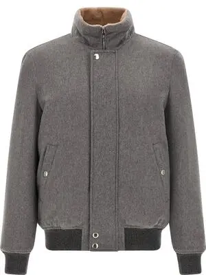 Brunello Cucinelli Cashmere And Vicuna Jacket - Gray