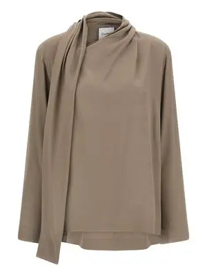 NUDE Draped Panel Blouse - Gray