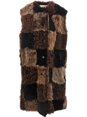 Marni Long Shearling Vest - Brown