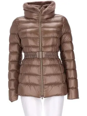 Herno Padded Jacket With Fur Collar And Belt - Multicolor