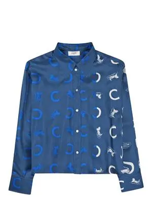 Celine Silk Twill Short Shirt - Blue