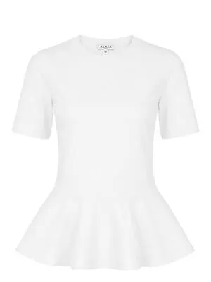 Alaïa Short Sleeve Peplum Top - Multicolor