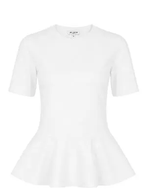 Alaïa Short Sleeve Peplum Top Multicolor
