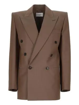 Saint Laurent Giacca In Lana E Mohair Leggeri - Brown