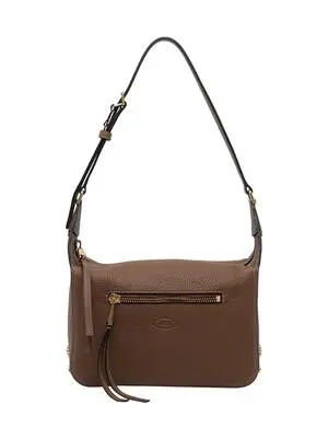 TOD'S Metal Dots Mini Leather Shoulder Bag - Brown