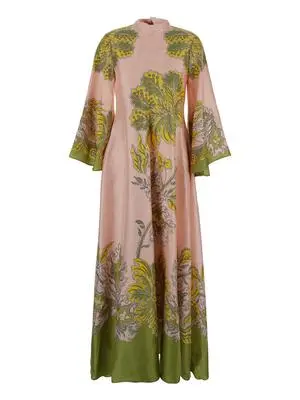 La DoubleJ Silk Floral Print Long Dress - Pink