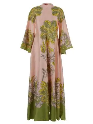 La DoubleJ Silk Floral Print Long Dress - Pink
