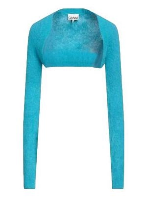 GANNI Alpaca Wool Blend Shrug - Azure