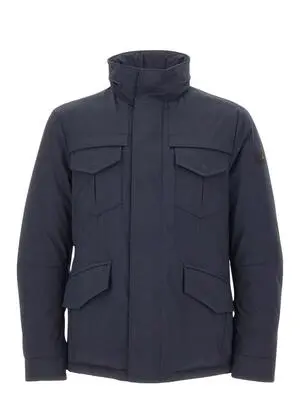 Peuterey Peuterey Striped Field Jacket With Hood Blue
