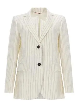 Max Mara Linen Pinstripe Blazer - White