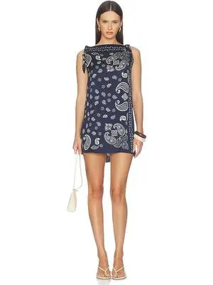 ROCOCO SAND Rococo Sand Knotted Shoulder Detail Mini Dress In Navy.