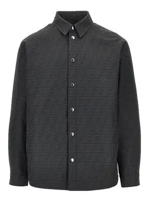 Fendi Padded Ff Jacquard Nylon Overshirt - Black