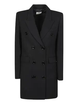 Elisabetta Franchi Flowing Gabardine Dress - Black