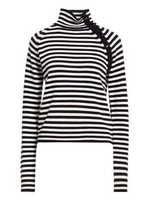 Max Mara Cashmere Striped Turtleneck Sweater Blue