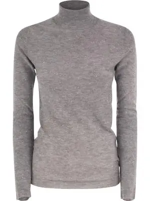 Fabiana Filippi Sequin-embellished Mock-neck Knit Top - Gray