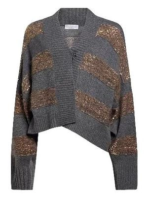 Brunello Cucinelli Striped Knitted Sweater - Grey