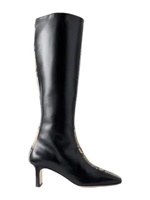 AeydĒ Snake-effect Leather Knee-boots - Black