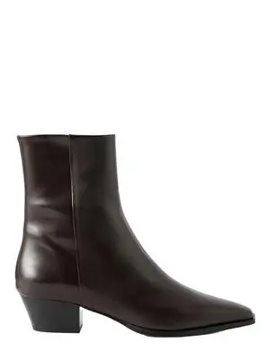 AeydĒ Solid Leather Ankle Boots - Black