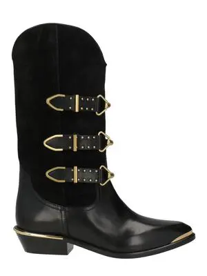 Isabel Marant Étoile Studded Suede And Leather Cowboy Boots Black