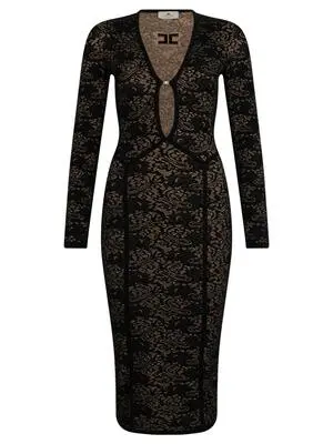Elisabetta Franchi Lace Cut-out Midi Dress - Black
