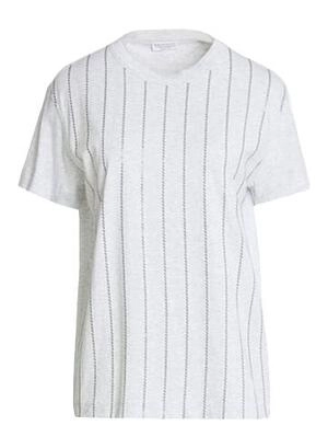 Brunello Cucinelli Striped Short Sleeve T-shirt - Grey
