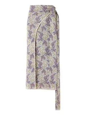 Rabanne Wrap Jacquard Midi Skirt - Gray