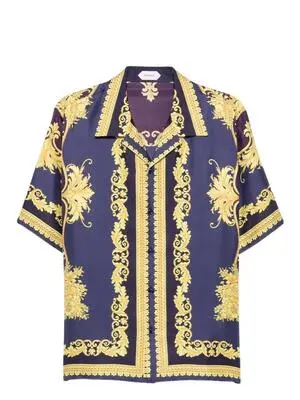 Versace Barocco-print Short-sleeve Shirt - Purple