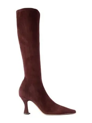 NEOUS Solid Color Suede Knee Boots - Brown