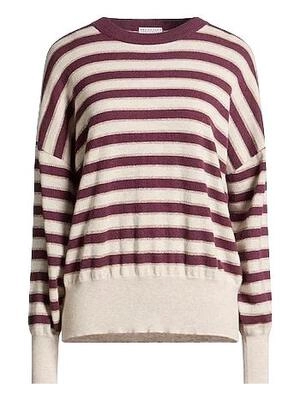 BRUNELLO CUCINELLI Striped Metallic Cashmere Knit Sweater