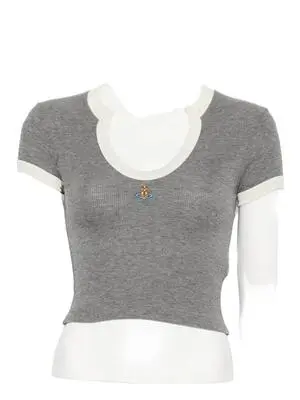 VIVIENNE WESTWOOD VIVIENNE WESTWOOD Orb Embroidered Cropped T-Shirt