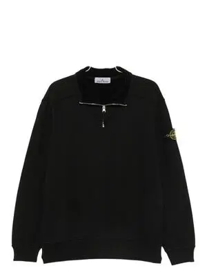 Stone Island Compass-patch Quarter-zip Sweater - Black