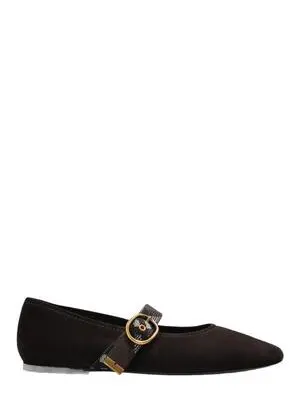 Burberry Burberry Suede Mary Jane Flats Peat Brown