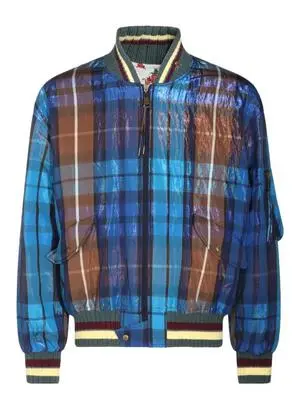 VIVIENNE WESTWOOD Check Patterned Zipped Bomber Jacket - Blue