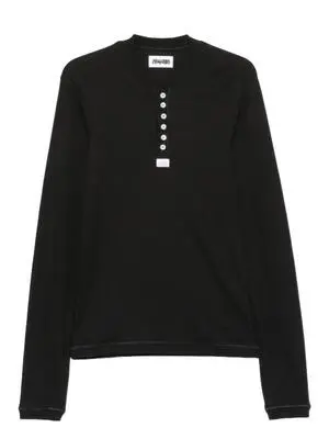 MAGLIANO Long-sleeve Button-front T-shirt - Black