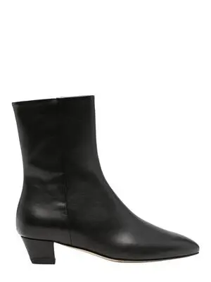 AeydĒ Leather Pointed-toe Ankle Boots - Black