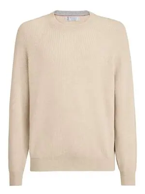 Brunello Cucinelli Cashmere English Rib Sweater - Beige