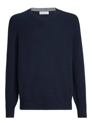 Brunello Cucinelli Cashmere English Rib Sweater - Blue