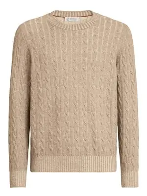 Brunello Cucinelli Cashmere Vanisé Cable-knit Sweater Brown