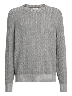 Brunello Cucinelli Cashmere Vanisé Cable-knit Sweater - Grey