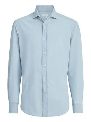 Brunello Cucinelli Denim-effect Chambray Shirt - Blue