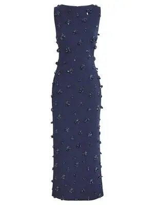 Simkhai Embellished Organza Claudia Maxi Dress Navy