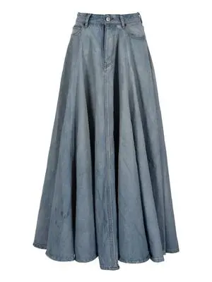 Balenciaga Long Godet Skirt - Blue