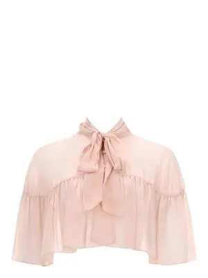 Max Mara Silk Cape With Bow - Pink