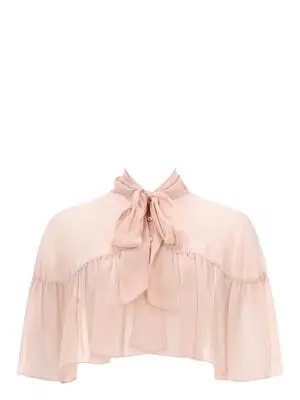 Max Mara Silk Cape With Bow - Pink