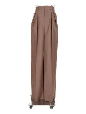 Saint Laurent Wool And Silk Tailored Pants - Brown