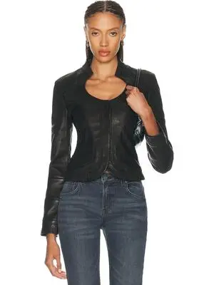 Staud Blair Leather Jacket - Black