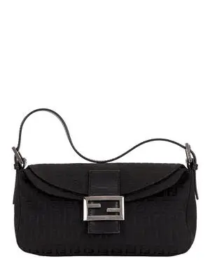 Fendi Zucca Baguette Shoulder Bag - Black