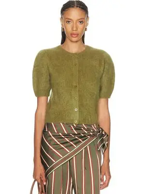 FRAME The Cashmere Airy Cardigen In Olive - Deep Olive