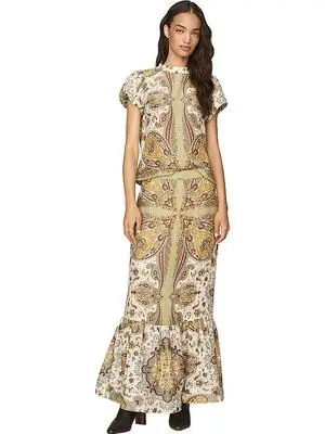 Love The Label Ava Maxi Skirt - Green Pattern